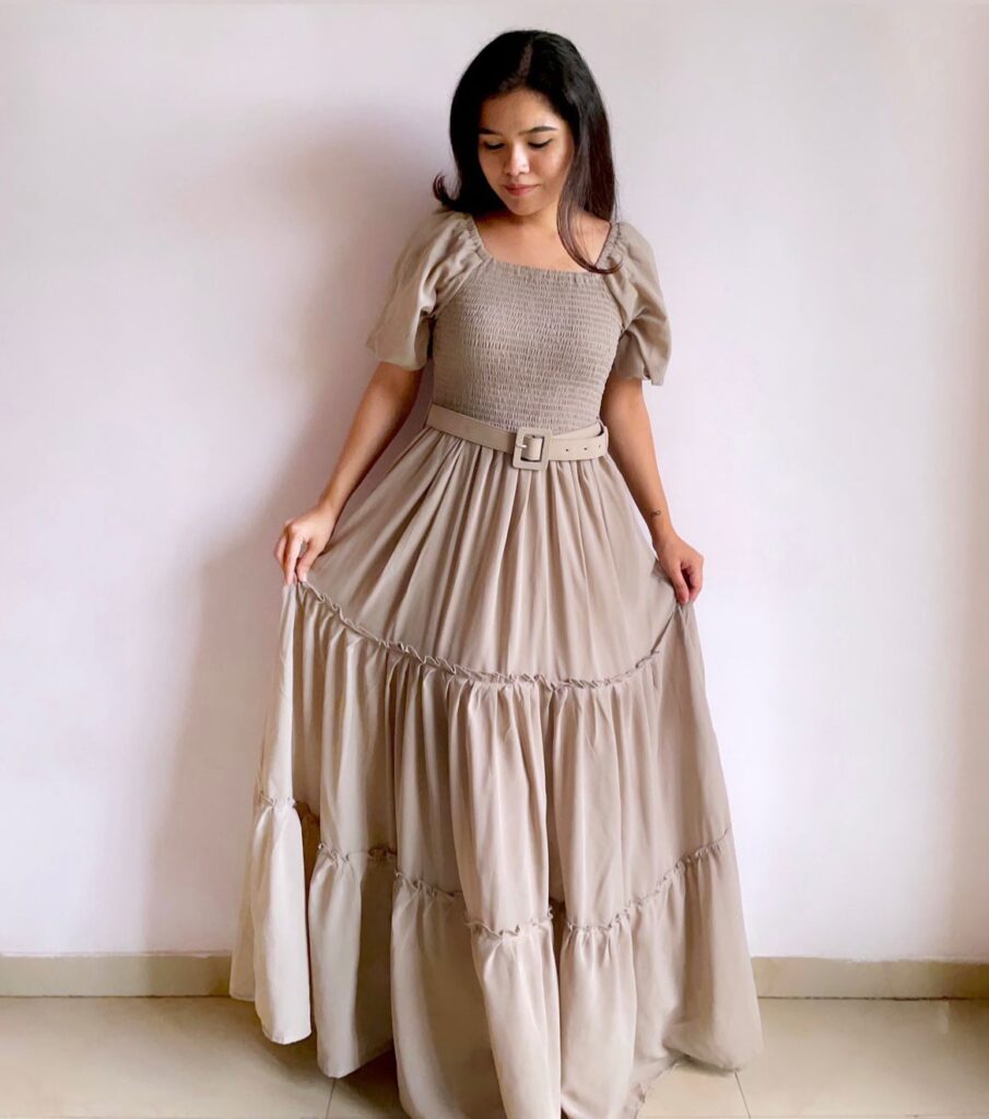 LONG SMOCKED DRESS WITH BELT – Reveal Store
