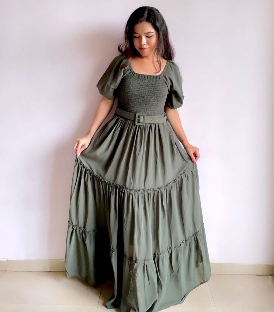 LONG SMOCKED DRESS WITH BELT – Reveal Store