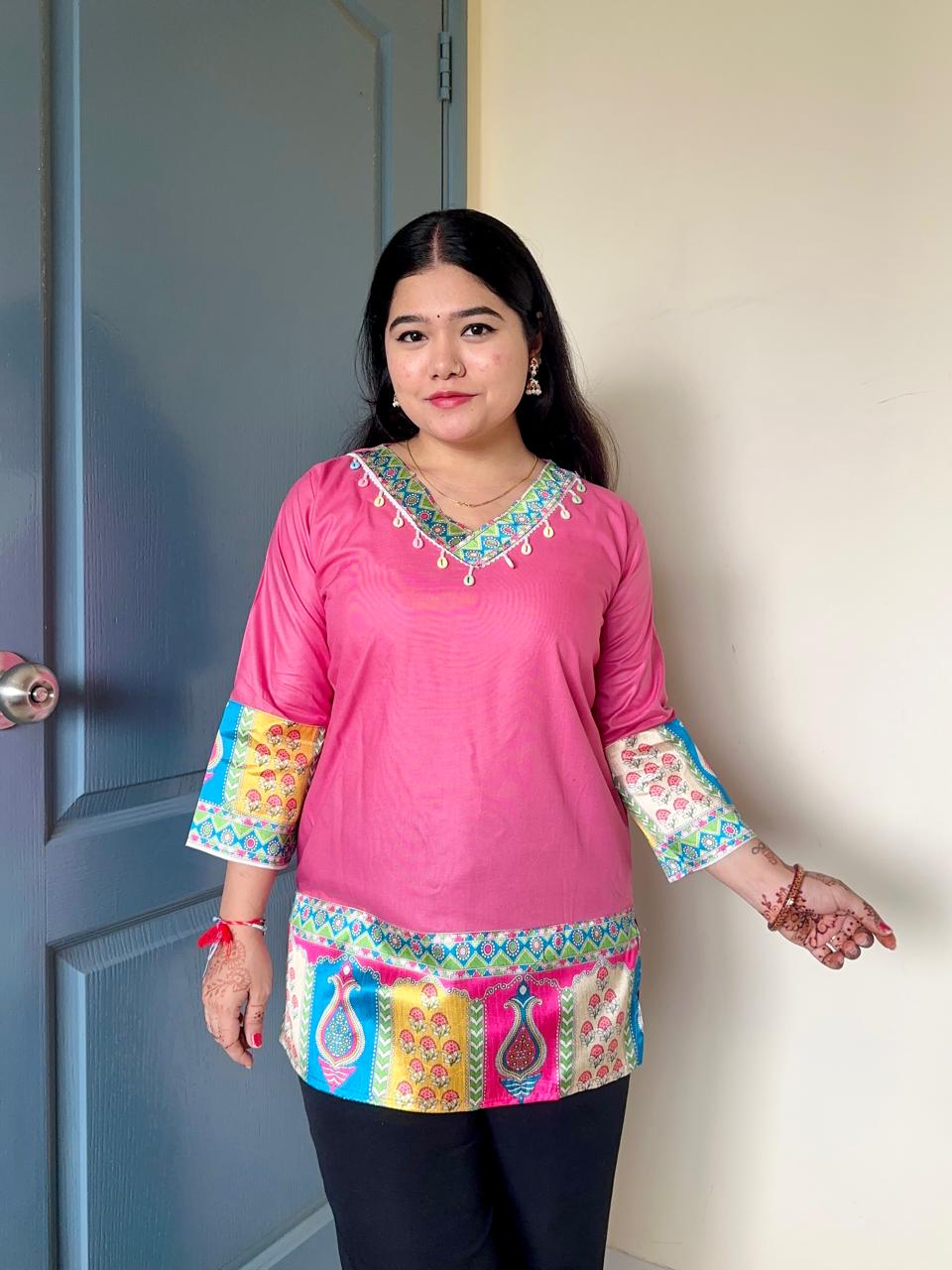Printed Boarder with Shells Kurti – Reveal Store